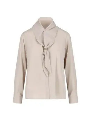 Max Mara Silk Shirt With Scarf - Beige