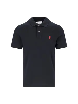 AMI Paris Polo Logo - Black