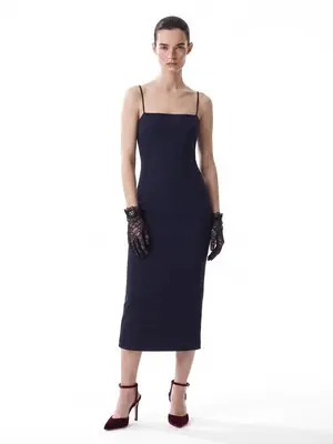 Givenchy Midi Dress In Cady Crepe With Square Neckline And Strappy Design - Black
