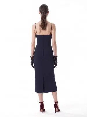 Givenchy Midi Dress In Cady Crepe With Square Neckline And Strappy Design - Black