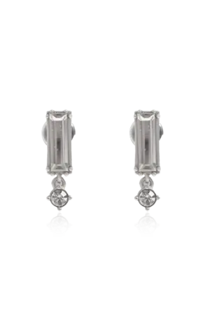 JIL SANDER Earrings With A Shimmering Crystal - Silver