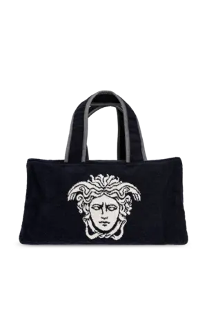 Versace Terry Cotton Gym Bag With Medusa Head Embroidery - Navy Blue