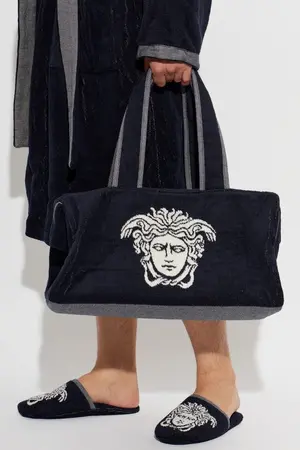 Versace Terry Cotton Gym Bag With Medusa Head Embroidery - Navy Blue