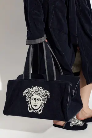 Versace Terry Cotton Gym Bag With Medusa Head Embroidery - Navy Blue