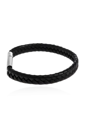 Paul Smith Braided Leather Bracelet With Silver-tone Clasp