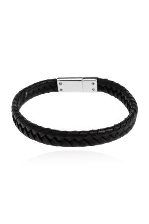 Paul Smith Braided Leather Bracelet With Silver-tone Clasp