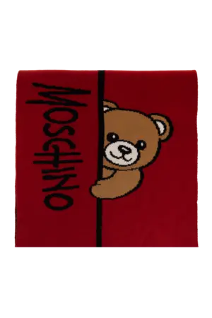 Moschino Scarf With A Characteristic Teddy Bear Motif - Red