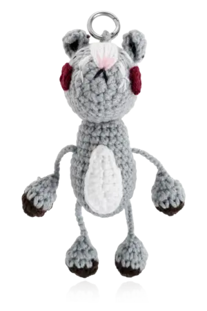 Munthe Vamke" Keychain Crocheted Animal Motif With Embroidered Details - Grey