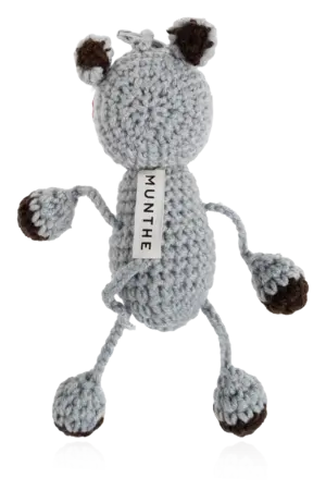Munthe Vamke" Keychain Crocheted Animal Motif With Embroidered Details - Grey