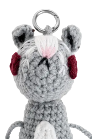 Munthe Vamke" Keychain Crocheted Animal Motif With Embroidered Details - Grey