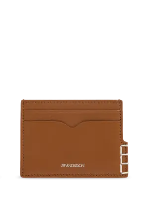 JW Anderson Leather Card Holder With Logo - Brown