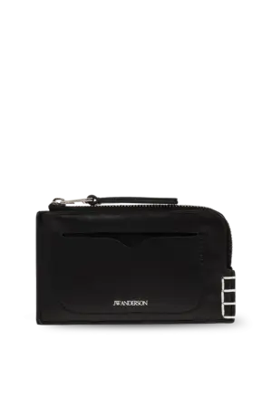 JW Anderson Leather Card Holder With Logo - Black
