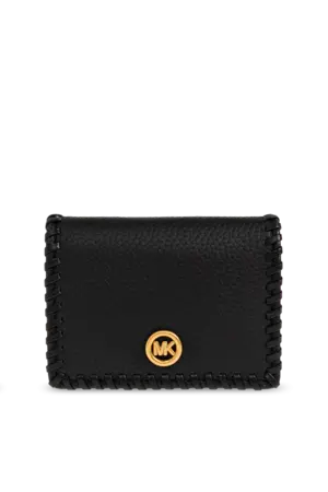 Michael Kors Leather Card Holder With Logo - Black