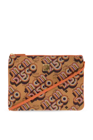 Mcm Clutch With Embossed Logo Pattern And Detachable Strap - Multicolour