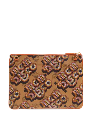 Mcm Clutch With Embossed Logo Pattern And Detachable Strap