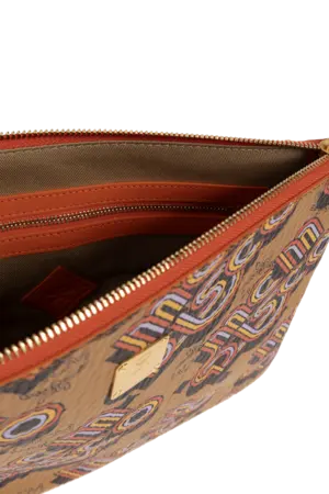 Mcm Clutch With Embossed Logo Pattern And Detachable Strap