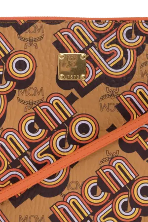 Mcm Clutch With Embossed Logo Pattern And Detachable Strap