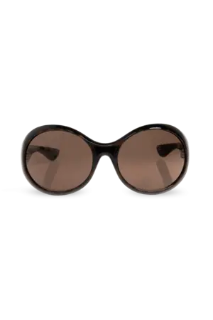 Alexander McQueen Oversized Oval Sunglasses With Tortoiseshell Pattern And Gold Tone Logo