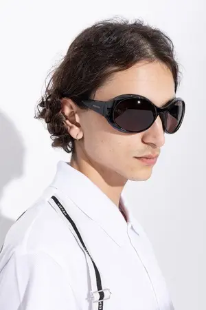 Alexander McQueen Oversized Oval Sunglasses With Tortoiseshell Pattern And Gold Tone Logo