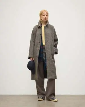 Johnstons Of Elgin Brodie Woo Car Coat | Rust & Petro Herringbone - Brown