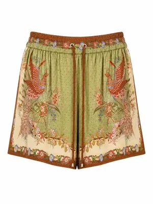 Zimmermann Indra Printed Shorts - Green