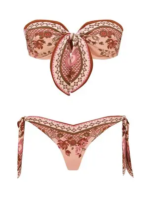 Zimmermann Bikini "aster" Con Dettaglio Foulard - Pink