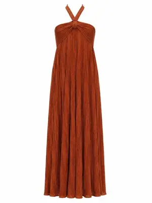 Zimmermann Indra" Metallic Halter Neck Gown
