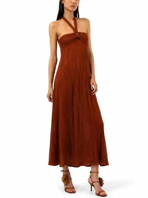 Zimmermann Indra" Metallic Halter Neck Gown