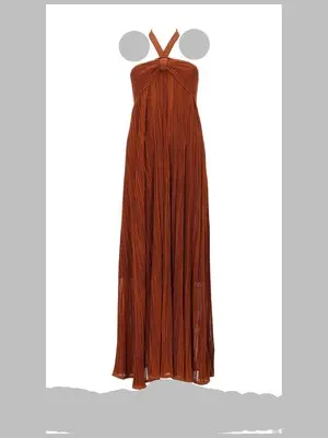 Zimmermann Indra" Metallic Halter Neck Gown