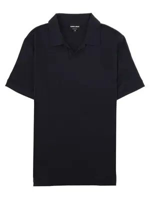 Giorgio Armani Polo In Jersey Di Viscosa Stretch - Blue
