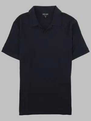 Giorgio Armani Polo In Jersey Di Viscosa Stretch - Blue