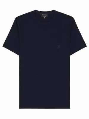 Giorgio Armani T-shirt Girocollo In Jersey Di Viscosa - Blue