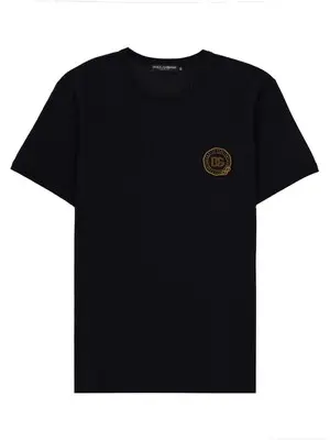 Dolce & Gabbana T-shirt In Cotone Con Patch - Black