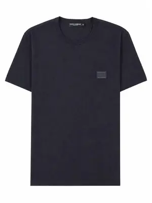 Dolce & Gabbana T-shirt In Cotone Con Placca - Blue