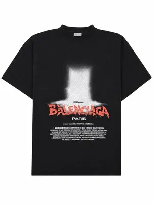 Balenciaga T-shirt Con Stampa - Black