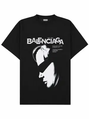 Balenciaga T-shirt Con Stampa - Black