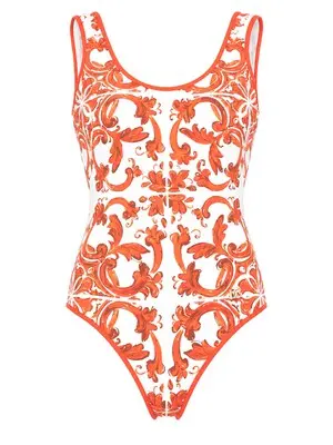 Dolce & Gabbana Printed One Piece Swimsuit - Orange