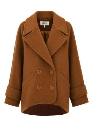 Chloé Double-breasted Wool Short Coat - Beige