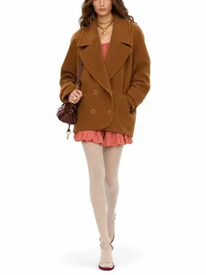 Chloé Double-breasted Wool Short Coat - Beige