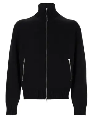 TOM FORD Maglia In Lana Merino Con Zip E Patch - Black