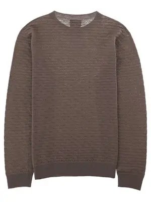 Giorgio Armani Virgin Wool Crewneck Sweater - Beige