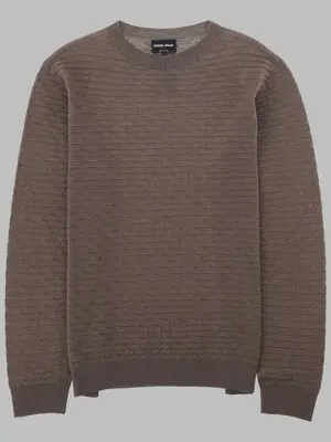 Giorgio Armani Virgin Wool Crewneck Sweater - Beige