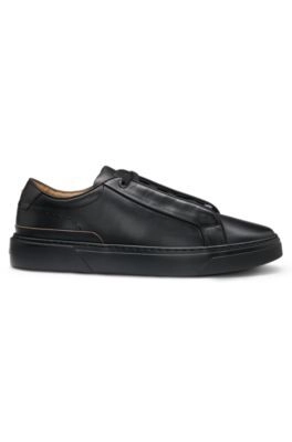 BOSS Gary Sneakers In Brushed Leather With Elastic Laces