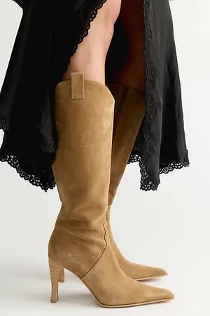 Jeffrey Campbell Sweet Talker Tall Boots - Tan Suede