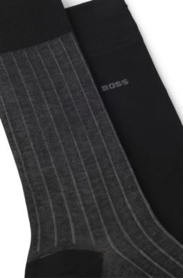 BOSS Two-pack Vanisé Rib Socks In Mercerized Cotton Blend