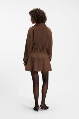 Hugo Suede Jacket With Gathered Hem