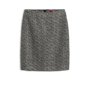 Hugo Slim-fit Pencil Skirt With Herringbone Pattern - Patterned