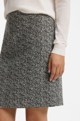 Hugo Slim-fit Pencil Skirt With Herringbone Pattern