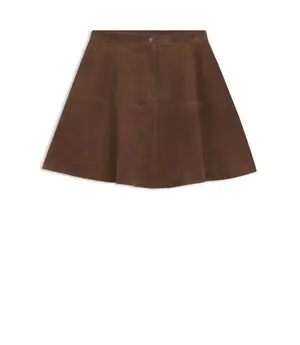 Hugo Suede A-line Skirt - Brown