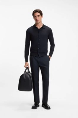 BOSS Virgin Wool Cardigan With Polo Collar